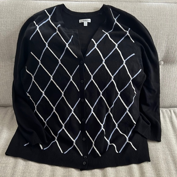 croft & barrow | Sweaters | Croft Barrow Black Cardigan With White And ...